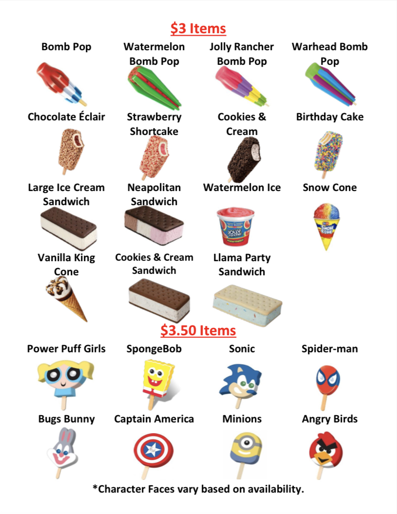 Menu – Best Ice Cream on Wheels